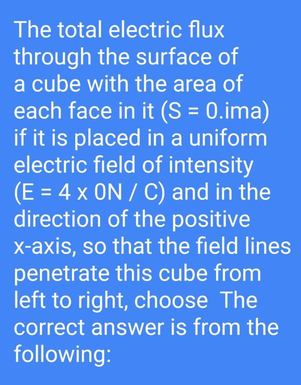 Solved The total electric flux through the surface of a cube | Chegg.com