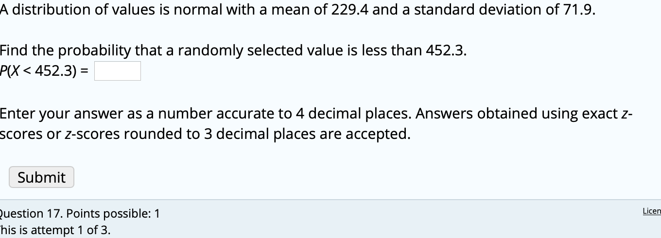 Solved A distribution of values is normal with a mean of | Chegg.com