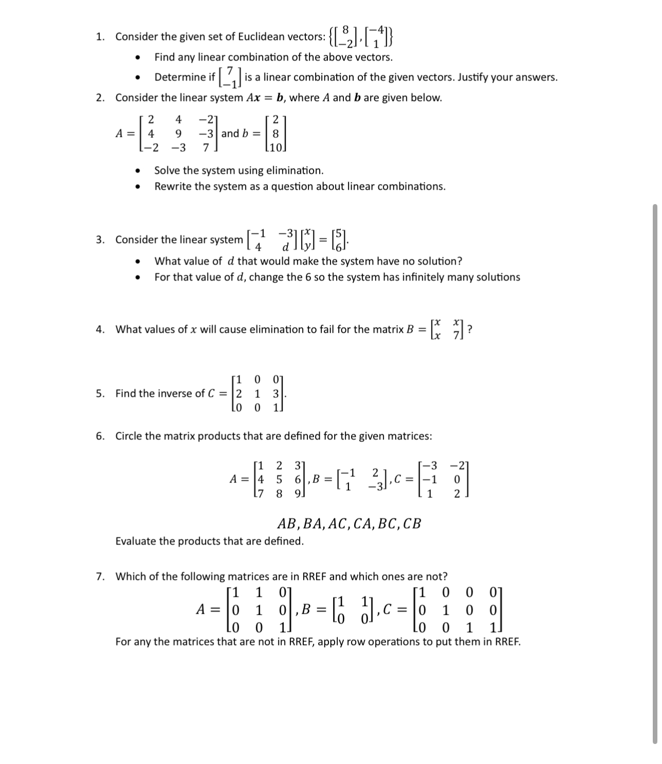 Solved Consider the given set of Euclidean vectors: | Chegg.com