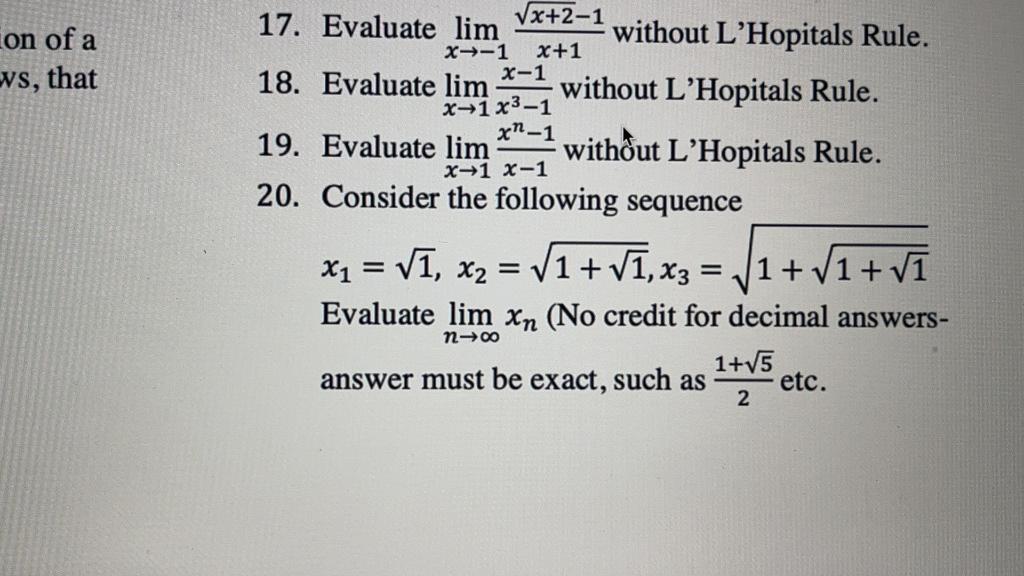 Solved 20.consider the following sequence x1 = VI, x2 = √1 | Chegg.com