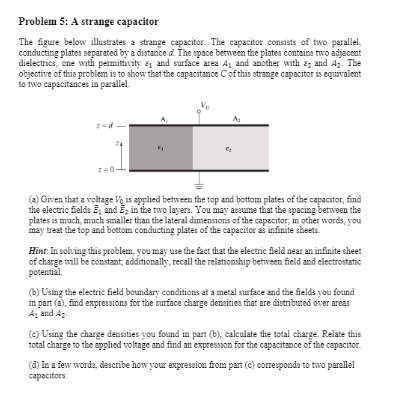 Solved Problem 5: A strange capacitor The figure below | Chegg.com