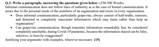Solved Q.3: Write a paragraph; answering the questions given | Chegg.com