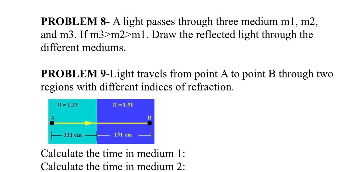 Solved PROBLEM 8- A light passes through three medium ml, | Chegg.com