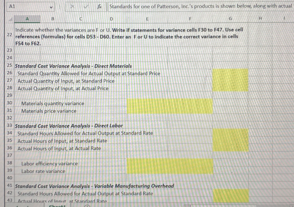 Solved ch8 excel Excel SIM: Basic Variance Analysis and the | Chegg.com