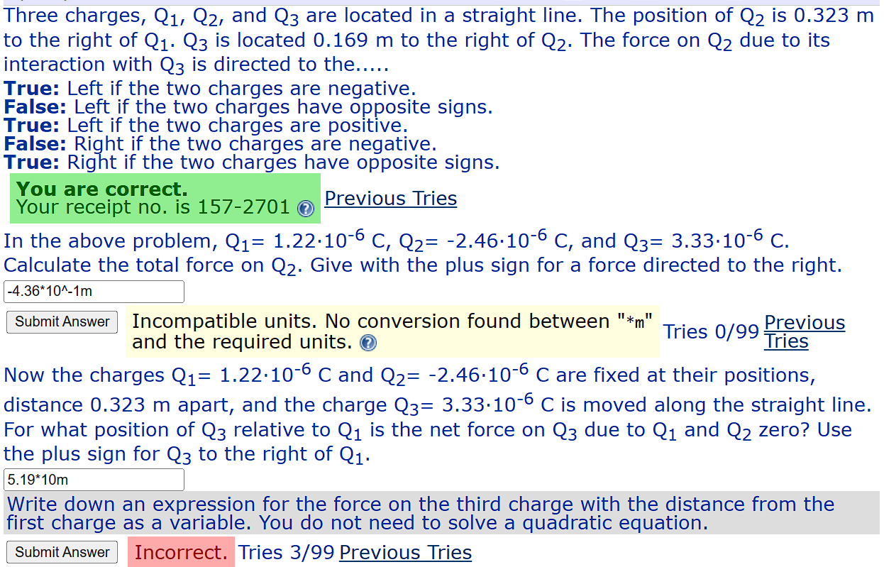 Solved to the right of Q1⋅Q3 is located 0.169 m to the right | Chegg.com