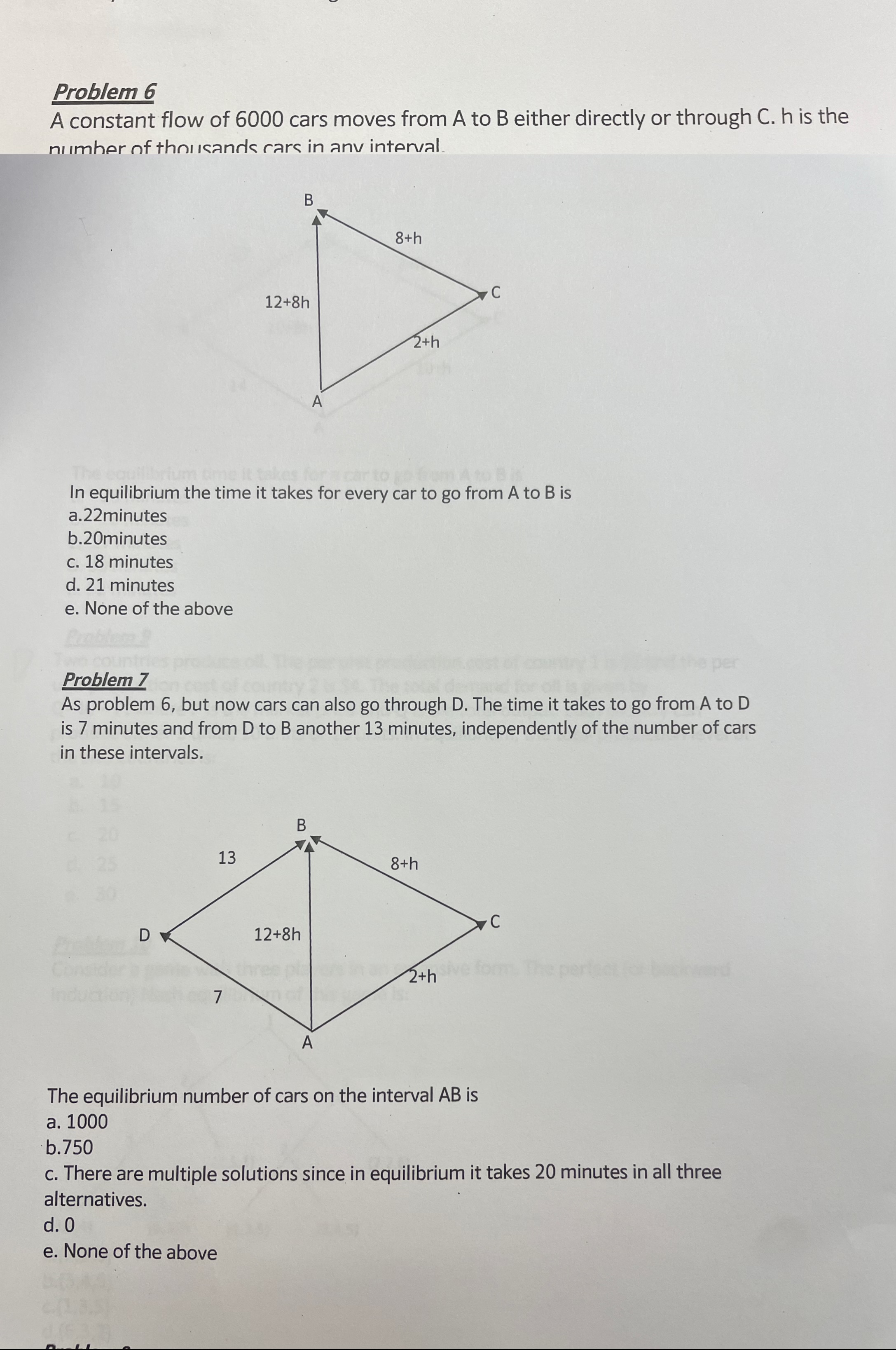 Solved Problem 6 A constant flow of 6000 cars moves from A | Chegg.com