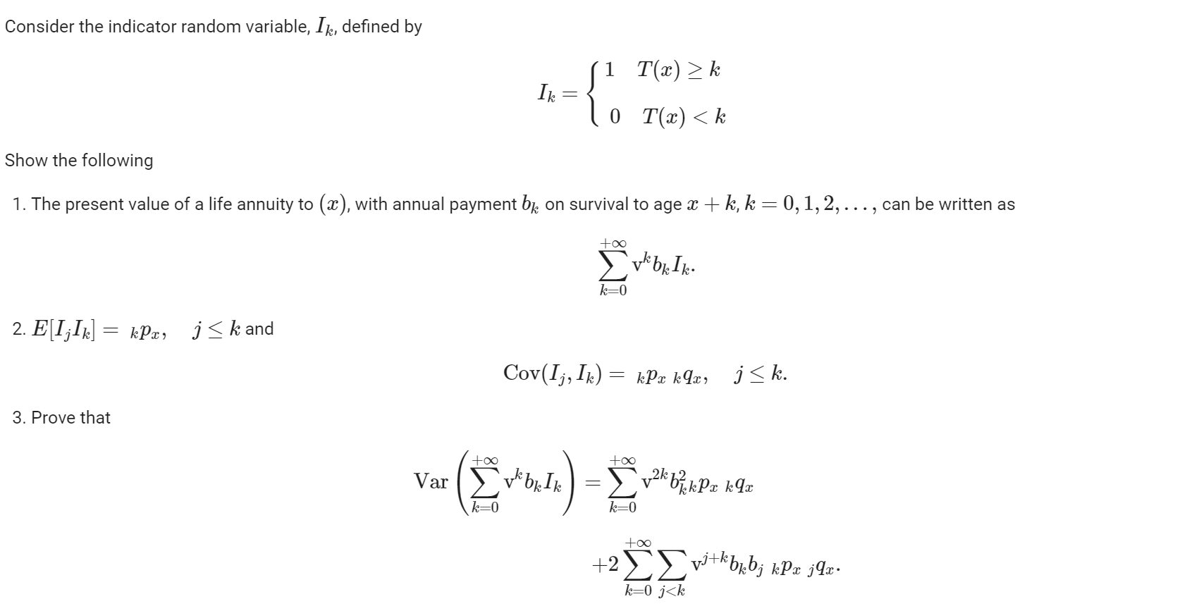 Consider the indicator random variable, Ik, defined | Chegg.com