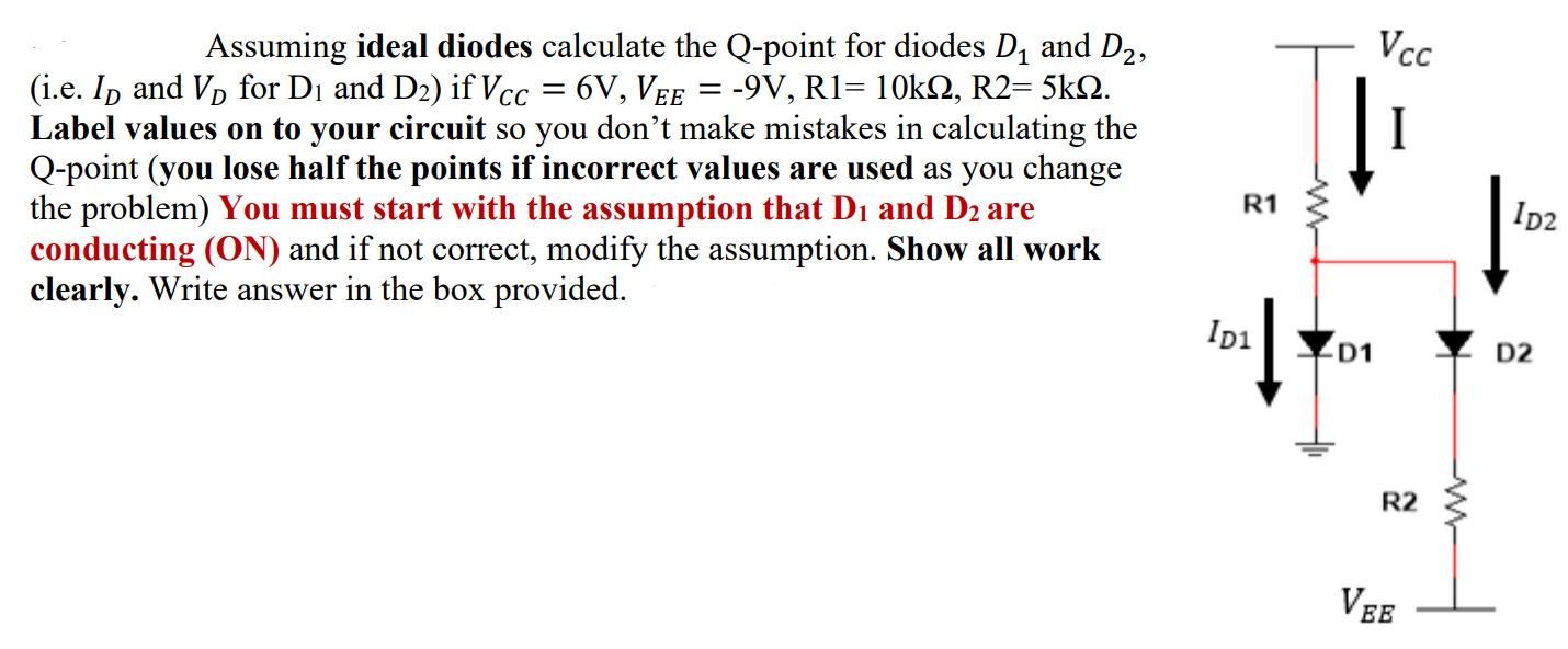 Solved Assuming ideal diodes calculate the Q-point for | Chegg.com