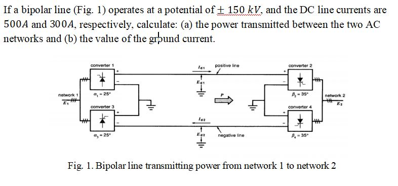 Solved If a bipolar line (Fig. 1) operates at a potential of | Chegg.com