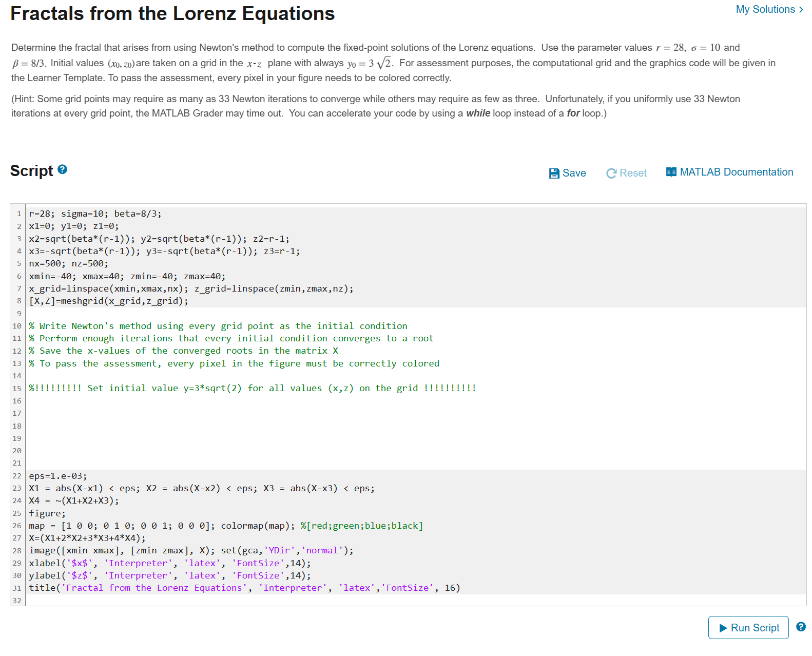 Solved Fractals from the Lorenz Equations Determine the | Chegg.com