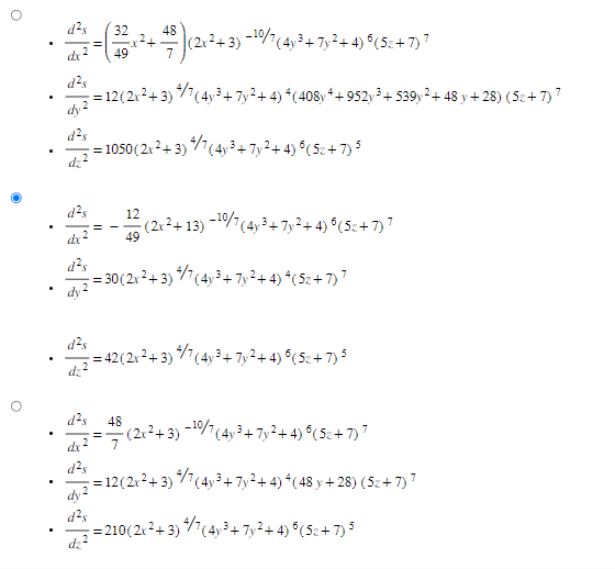 Solved If s=(2x2+3)4/7(4y3+7y2+4)6(5z+7)7, find - dx2d2s - | Chegg.com