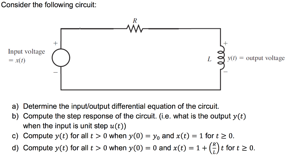 Solved Consider the following circuit: Input voltage L vir) | Chegg.com