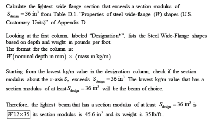 Solved Calculate the lightest wide flange section that | Chegg.com