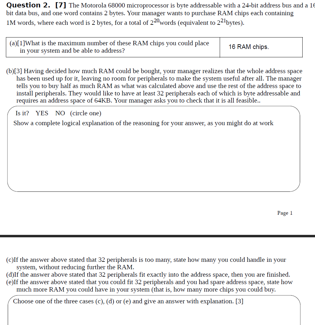 Solved Question 2. [7] The Motorola 68000 microprocessor is | Chegg.com
