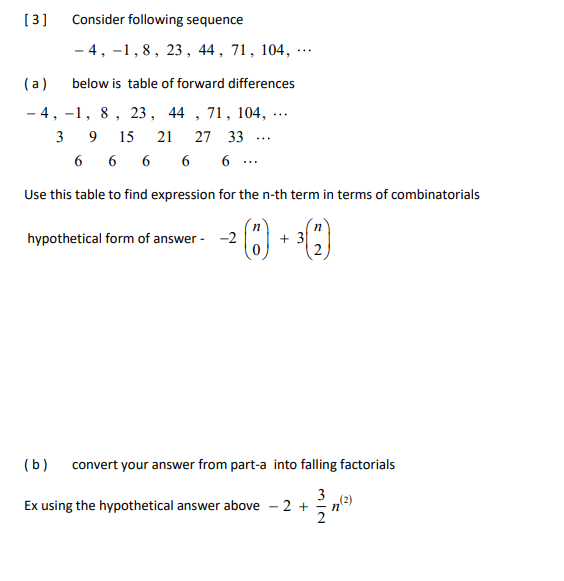 [3] Consider following sequence -4, -1,8, 23, 44, 71, | Chegg.com