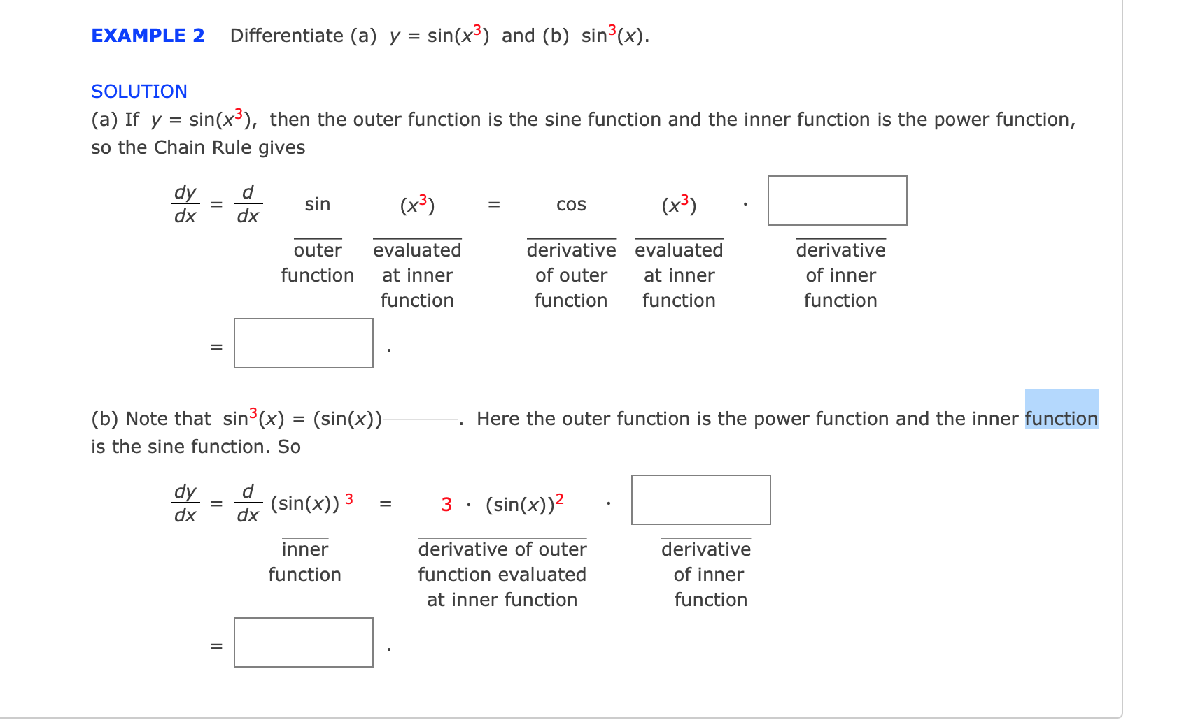 Solved EXAMPLE 2 Differentiate (a) y=sin(x3) and (b) | Chegg.com
