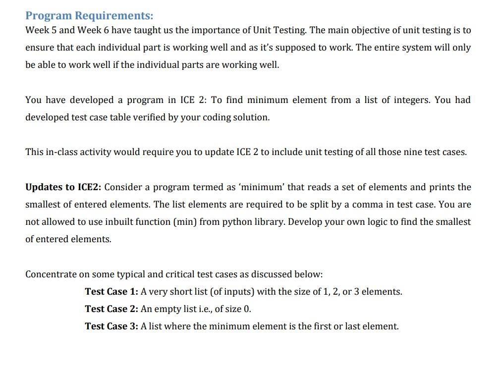Solved Program Requirements: Week 5 and Week 6 have taught | Chegg.com