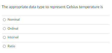 Solved The appropriate data type to represent Celsius | Chegg.com