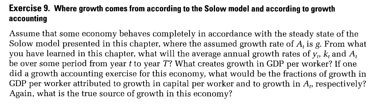 Solved Exercise 9. Where growth comes from according to the | Chegg.com