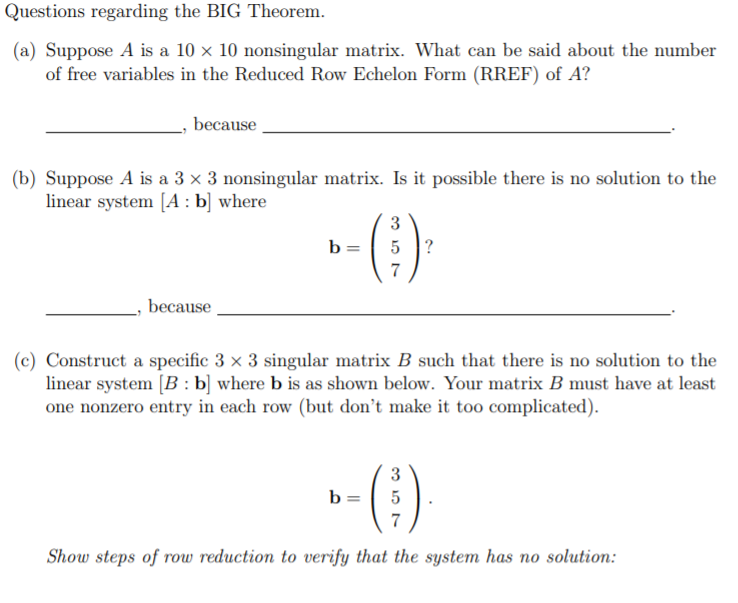 Solved Questions regarding the BIG Theorem. (a) Suppose A is | Chegg.com