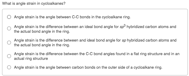 Solved 1. What is angle strain in cycloalkanes? 2. Which of | Chegg.com