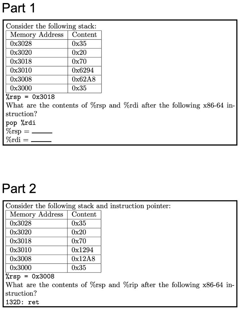 Solved Consider The Following Stack Rsp0×3018 What Are 