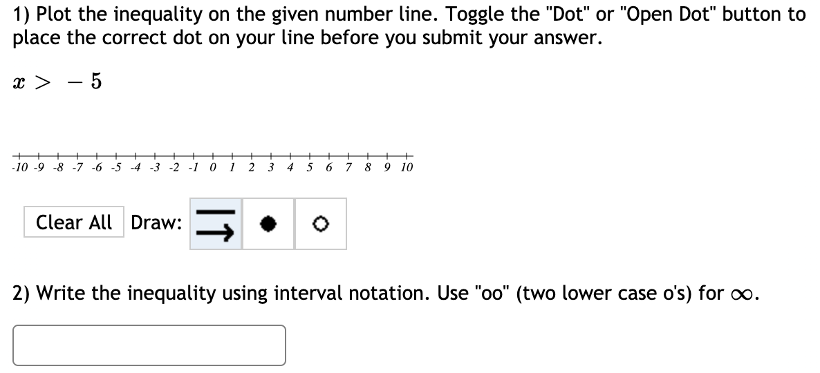 Solved 1) Plot the inequality on the given number line. | Chegg.com