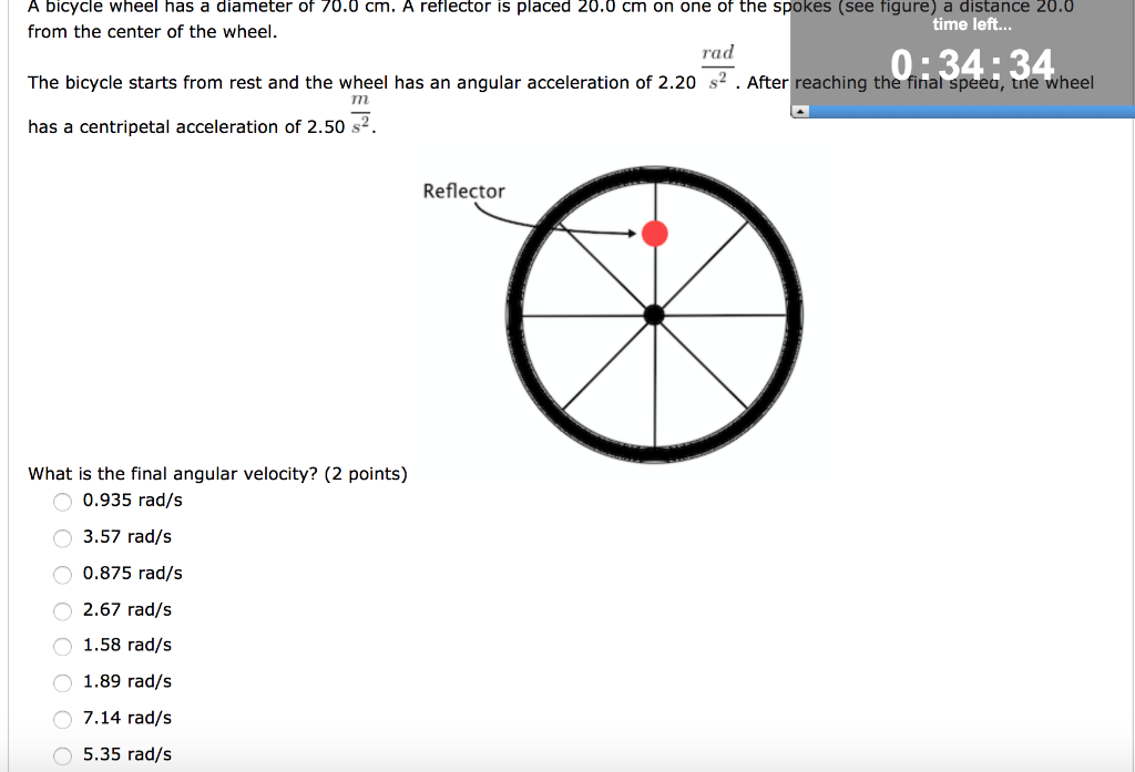 Solved A bicycle wheel has a diameter of 70.0 cm. A | Chegg.com