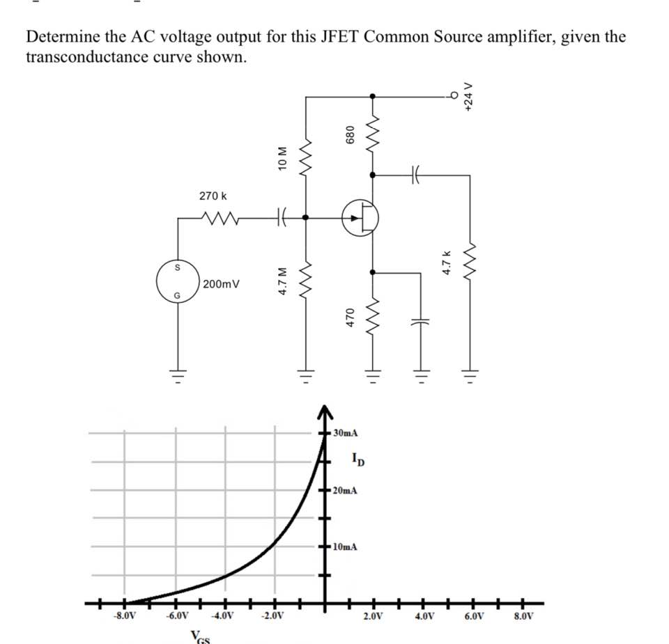 Solved Determine the AC voltage output for this JFET Common | Chegg.com