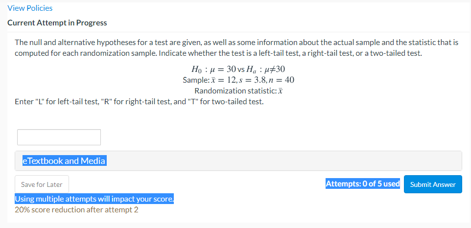 Solved View Policies Current Attempt in Progress The null | Chegg.com