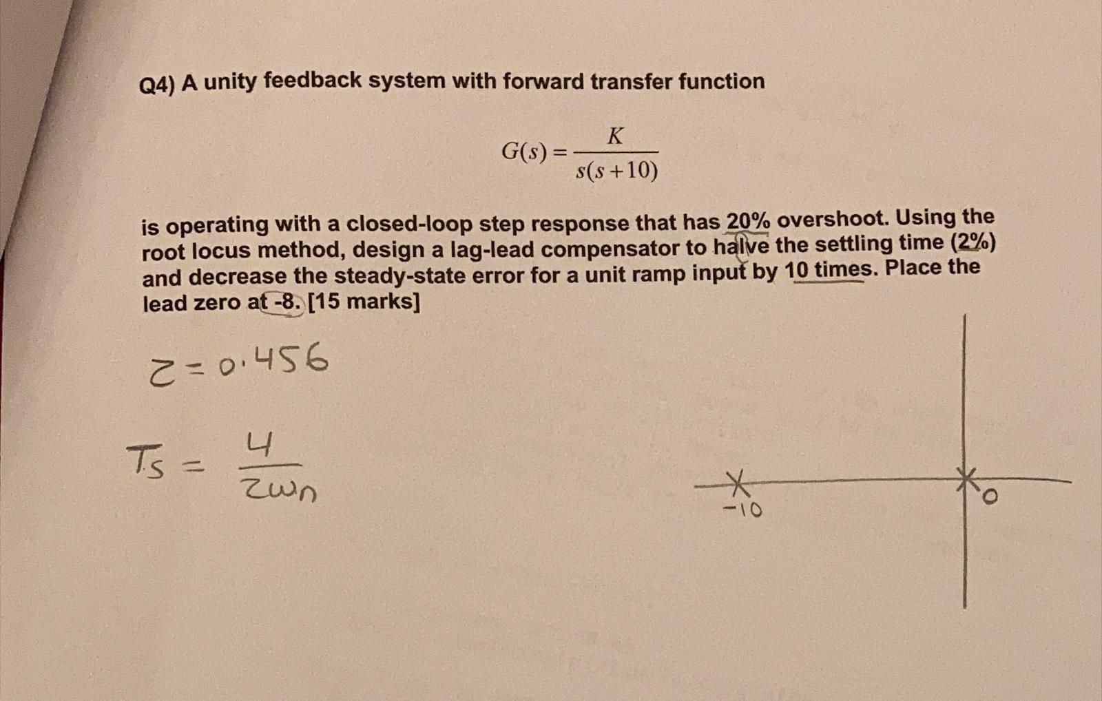 Solved Q4) A unity feedback system with forward transfer | Chegg.com