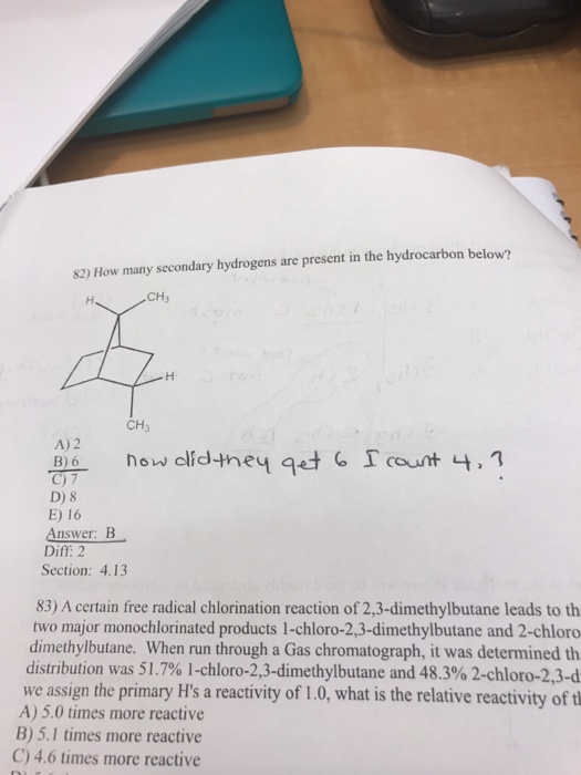 Solved How many secondary hydrogens are present in the | Chegg.com