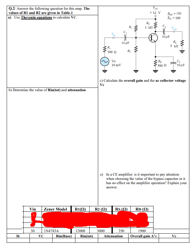 Q.2: Answer the following question for this amp. The | Chegg.com