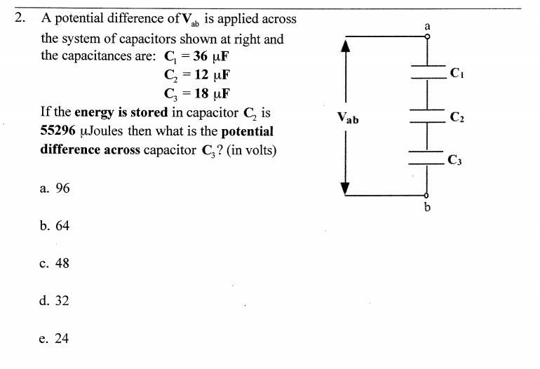 Solved 2. A potential difference of Vab is applied across | Chegg.com