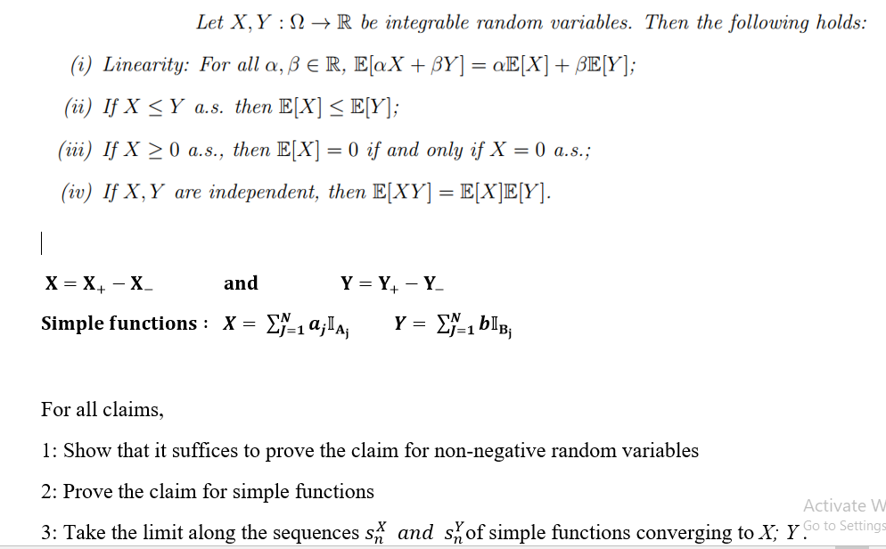 Let X,Y:Ω→R be integrable random variables. Then the | Chegg.com