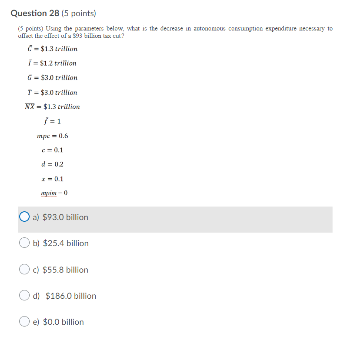Solved Question 28 (5 points) (5 points) Using the | Chegg.com