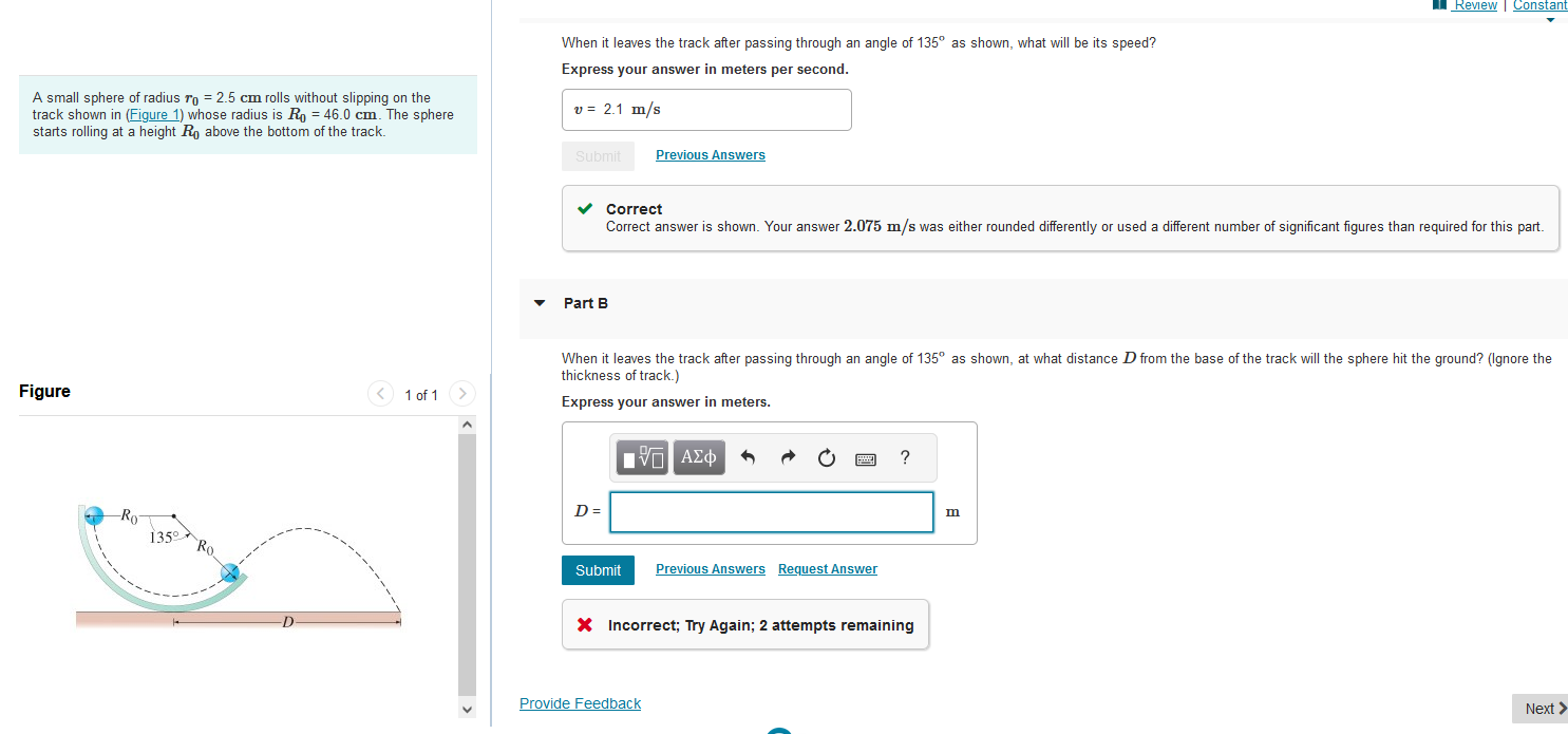 Solved A small sphere of radius r0 = 1.9 cm rolls without | Chegg.com