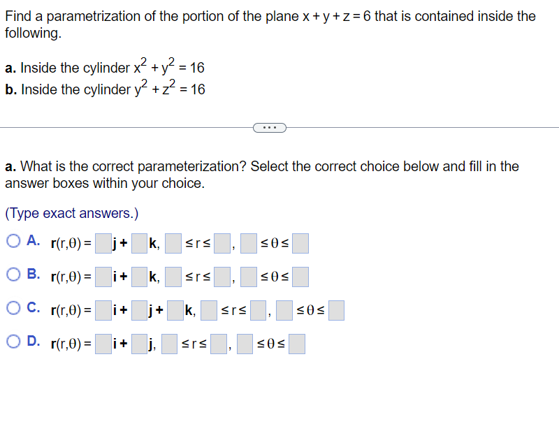 a. ﻿What is ﻿the correct parameterization? Select the | Chegg.com