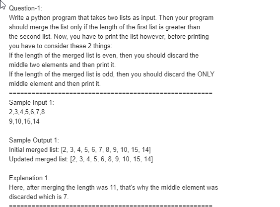 Solved Question-1: Write a python program that takes two | Chegg.com
