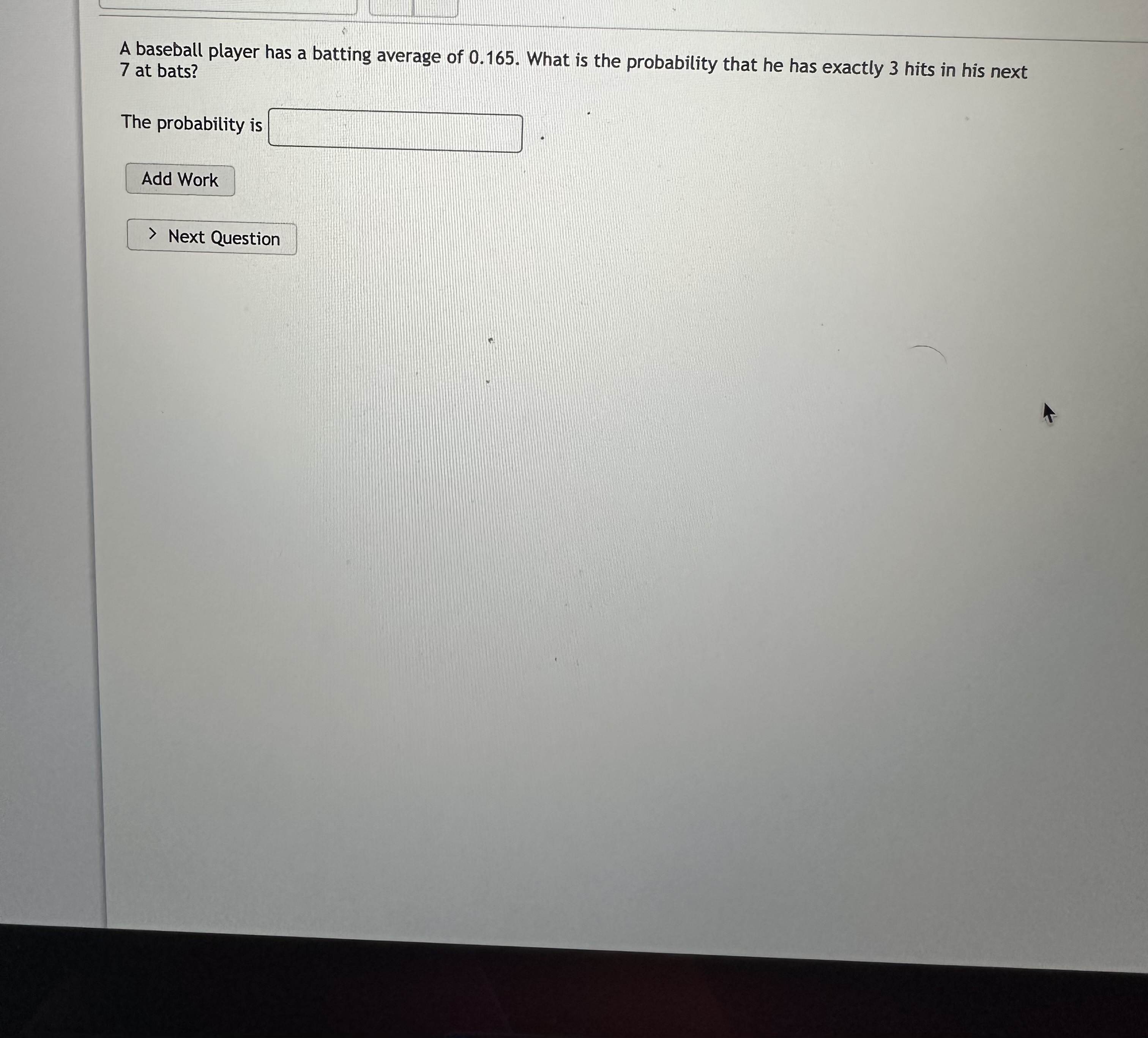 Solved A baseball player has a batting average of 0.165 . | Chegg.com