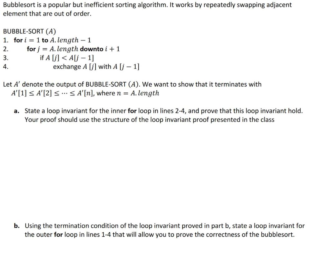 Solved Bubblesort Is A Popular But Inefficient Sorting 