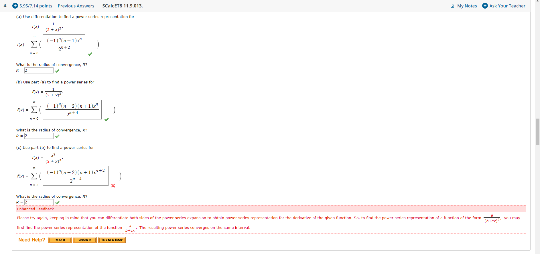 Solved 4. + 5.95/7.14 points Previous Answers SCalcET8 | Chegg.com