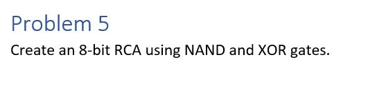 Solved Problem 5 Create an 8-bit RCA using NAND and XOR | Chegg.com