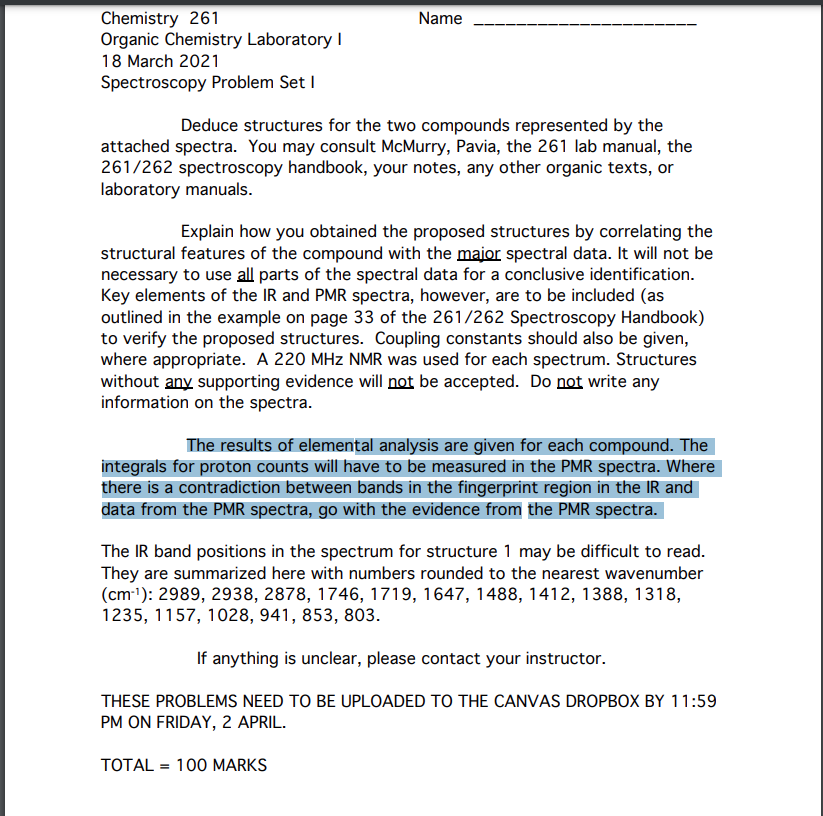 Solved Name Chemistry 261 Organic Chemistry Laboratory 18 | Chegg.com
