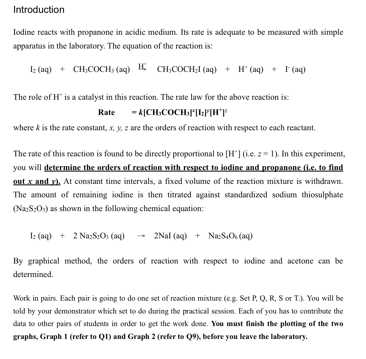Solved Iodine reacts with propanone in acidic medium. Its | Chegg.com