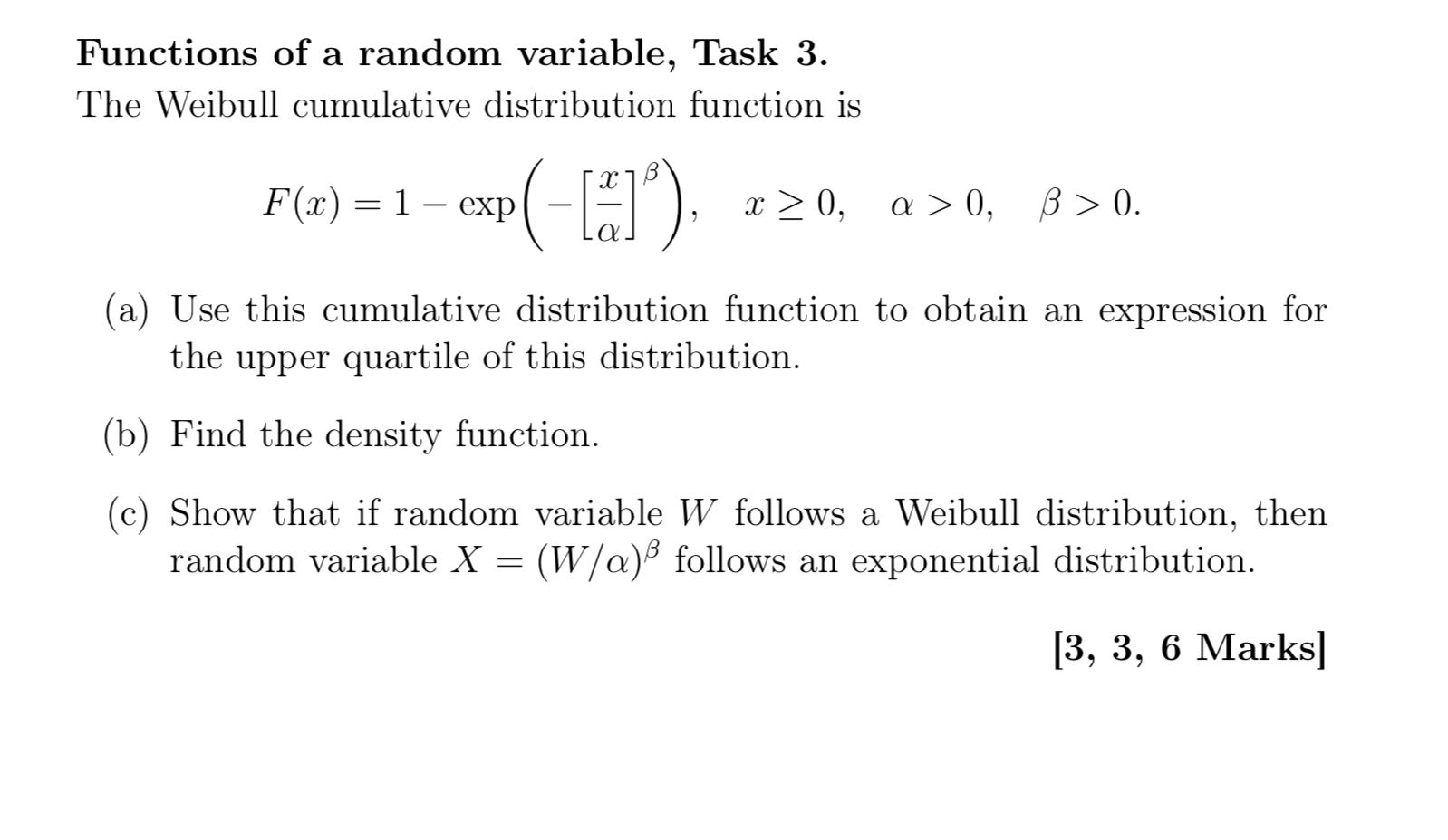Solved Functions Of A Random Variable Task 3 The Weibull 7721