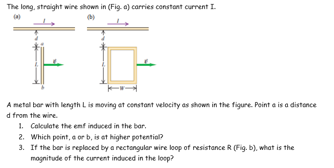Solved The long, straight wire shown in (Fig. a) carries | Chegg.com