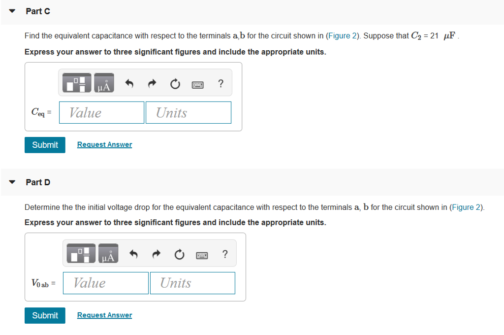 Solved Constants Part A Find the equivalent capacitance | Chegg.com