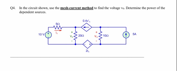 Solved in circuit shown, use the mesh current method to find | Chegg.com