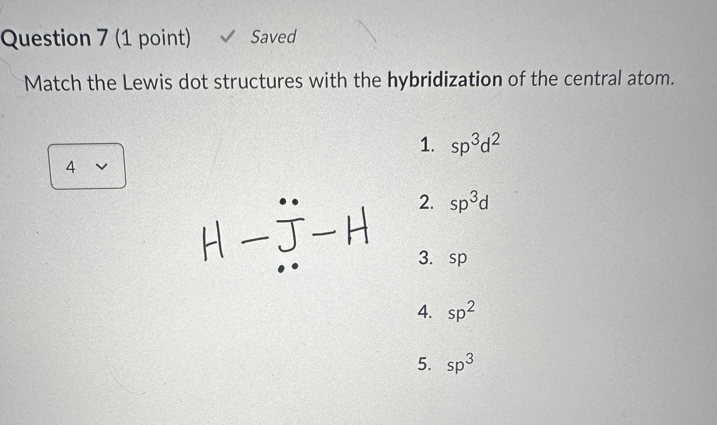 Solved Match the Lewis dot structures with the hybridization | Chegg.com